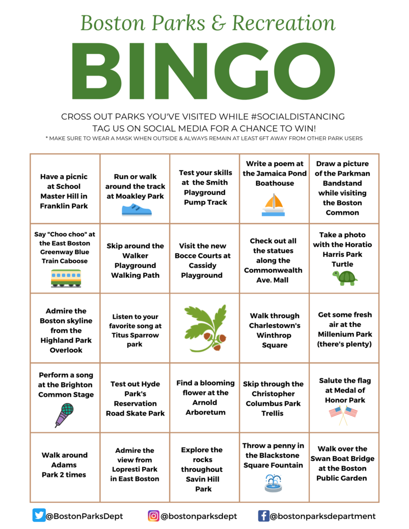 Parks BINGO Is here! | Boston.gov