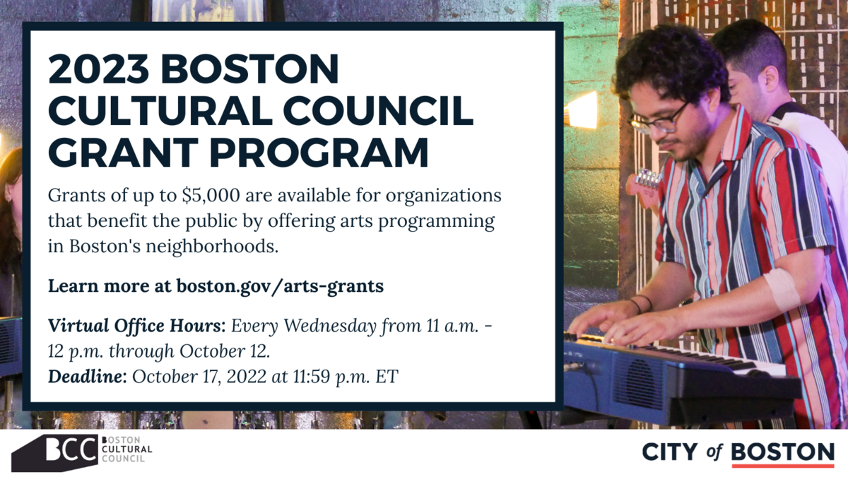 Virtual Office Hours: Boston Cultural Council Grants | Boston.gov